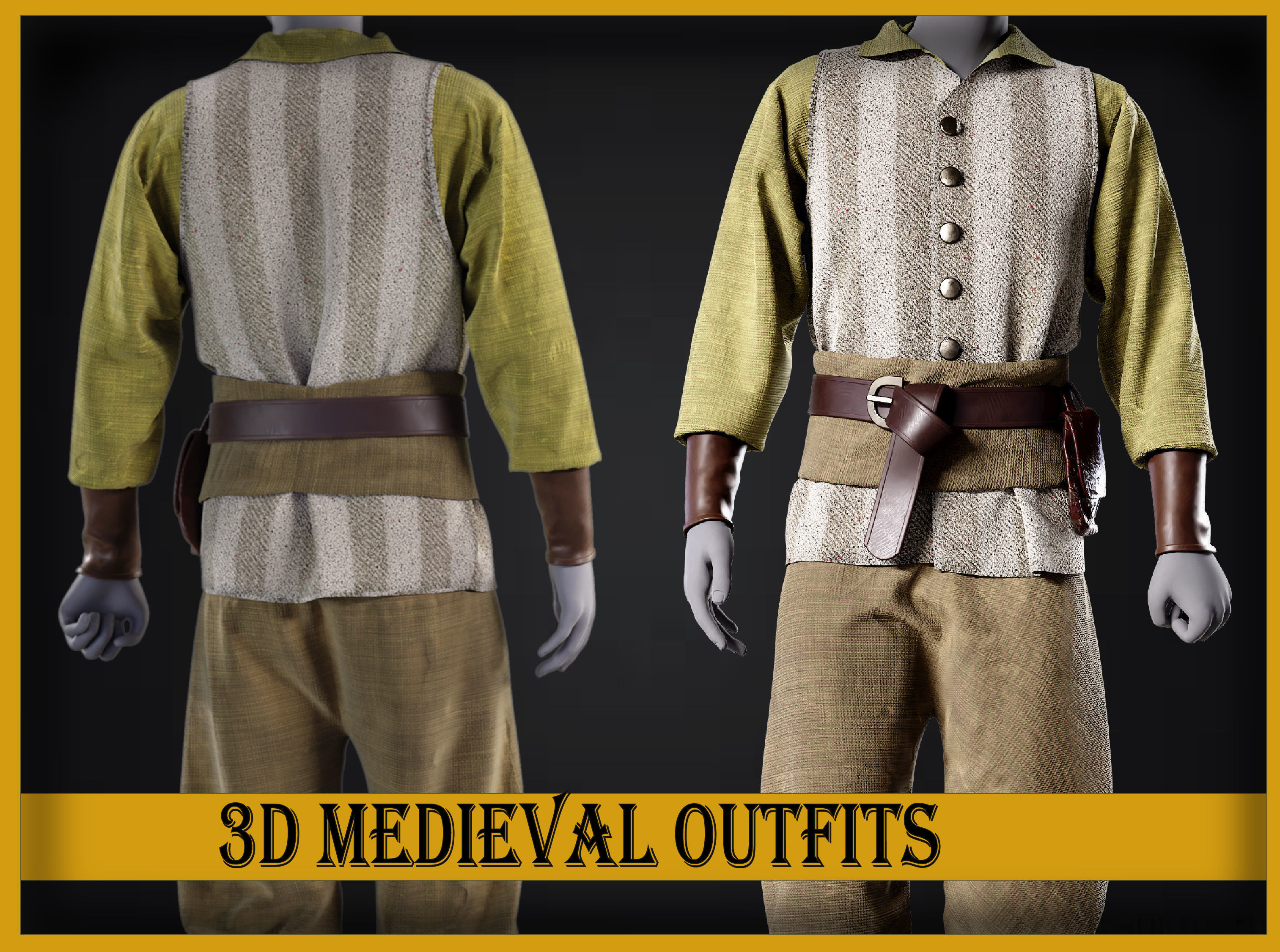 Medieval peasant man outfit 3D model | CGTrader
