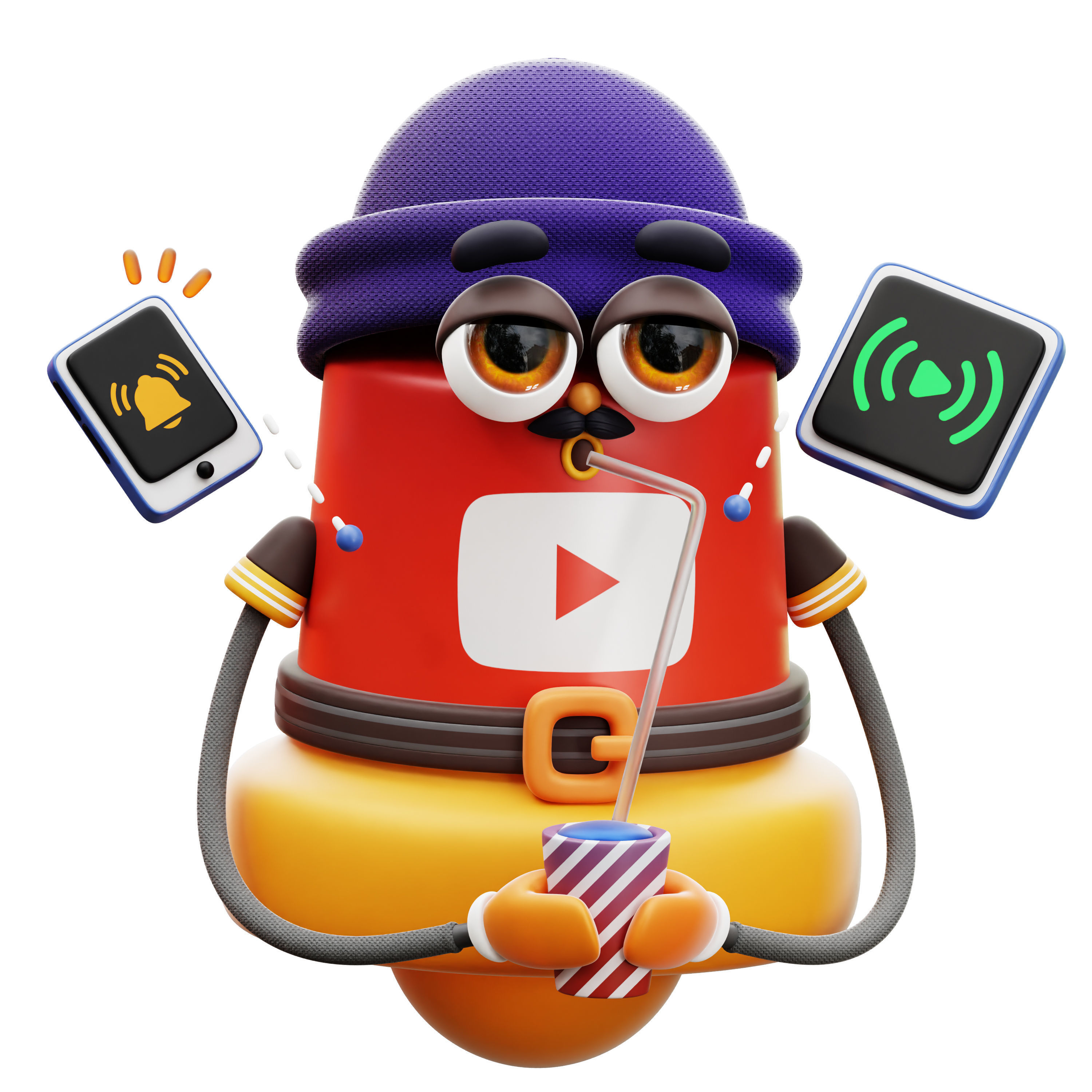 3D model Youtube Sticker Mascot 3D Icon VR / AR / low-poly | CGTrader