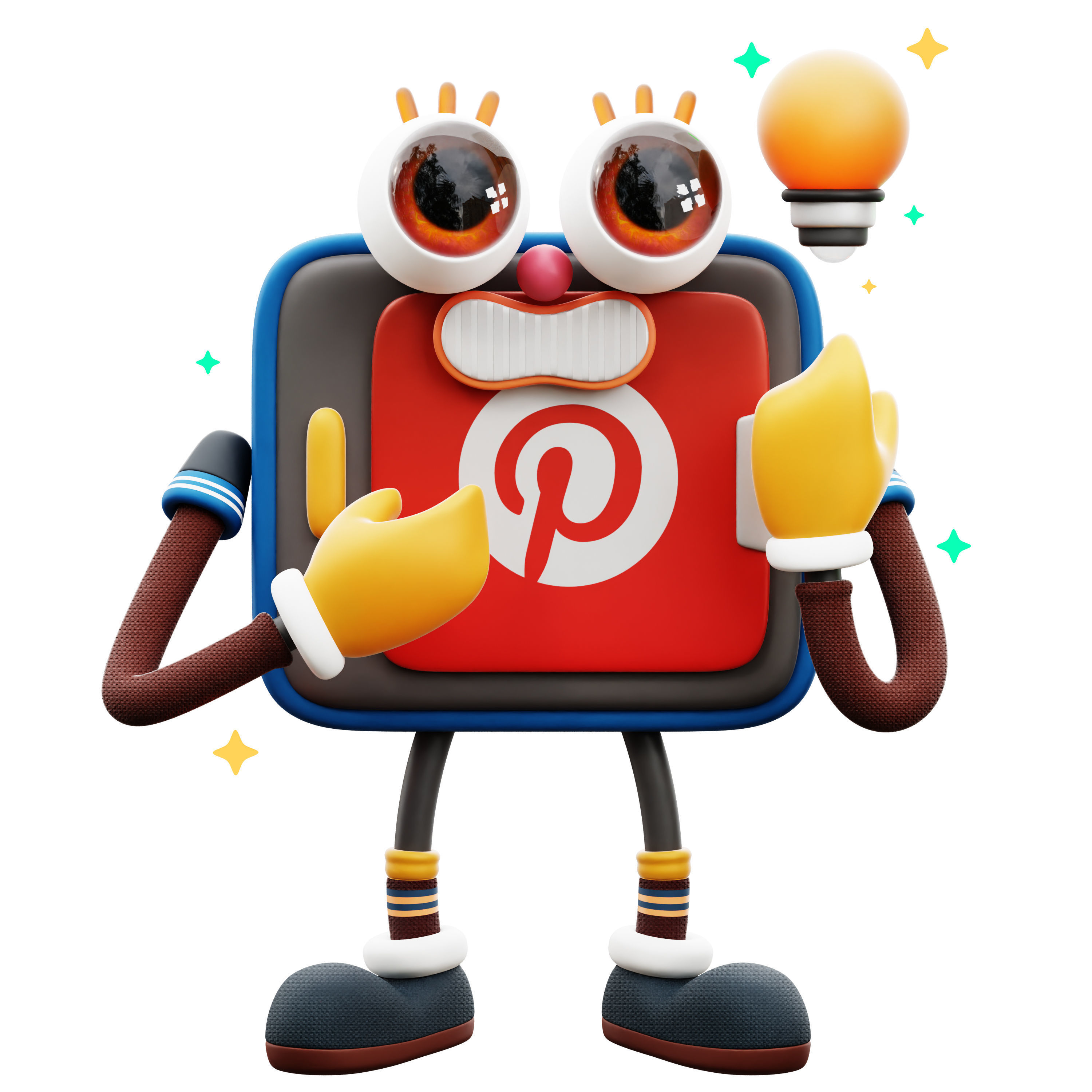 3D model Pinterest Sticker Mascot 3D Icon VR / AR / low-poly | CGTrader