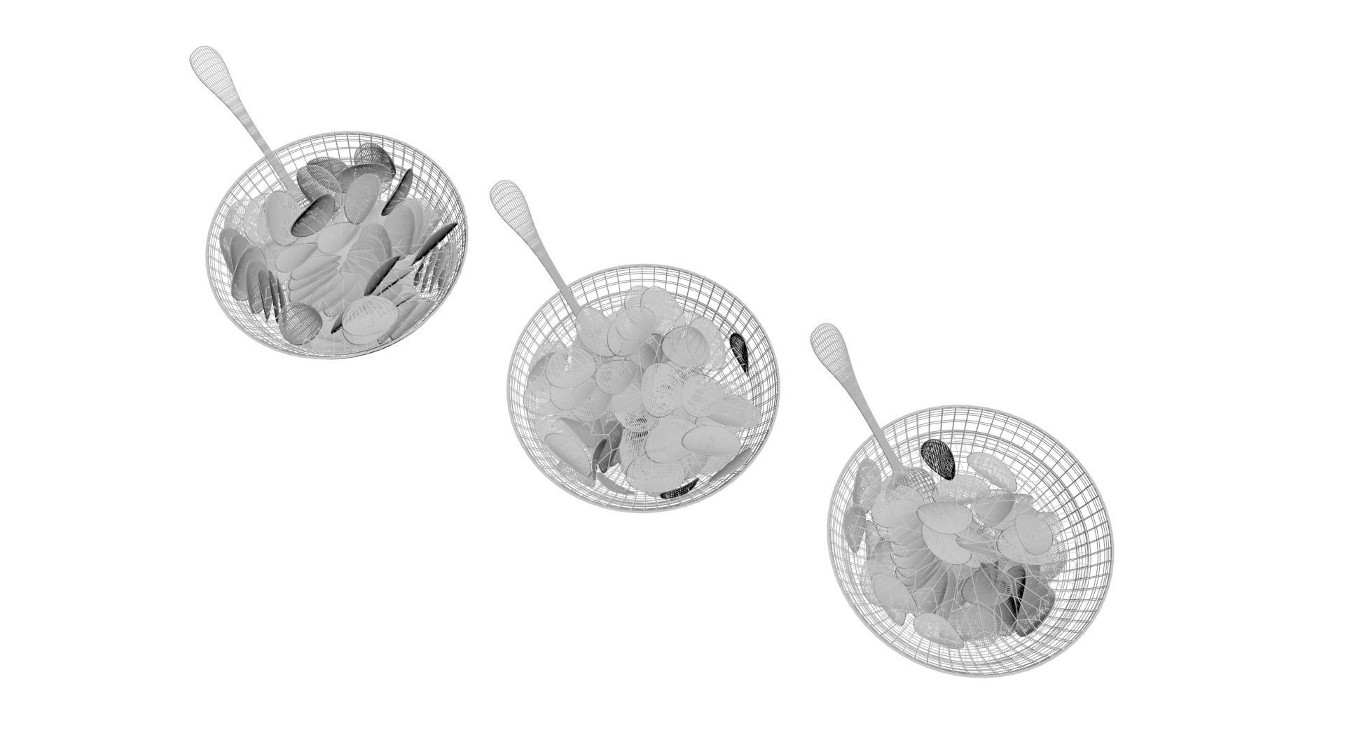 Bowl of Bent Oval Cereals Set 3D model | CGTrader
