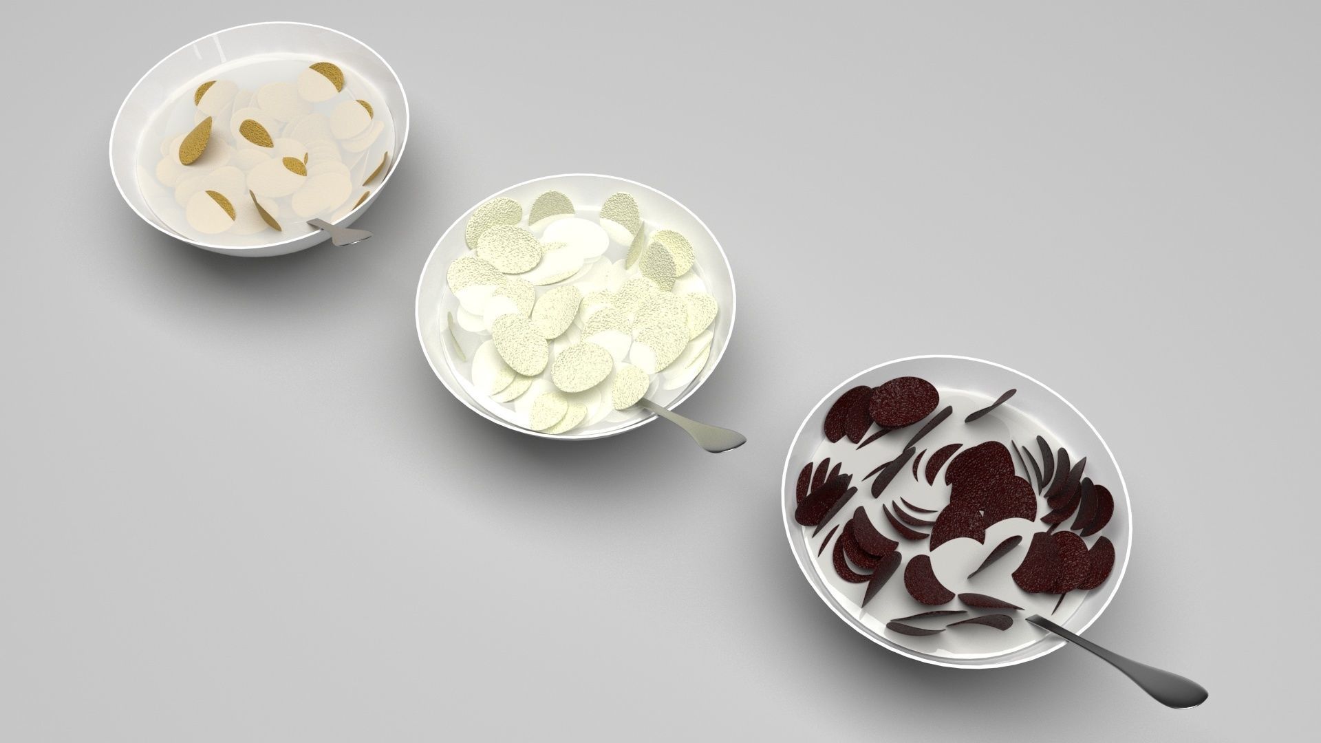 Bowl of Bent Oval Cereals Set 3D model | CGTrader