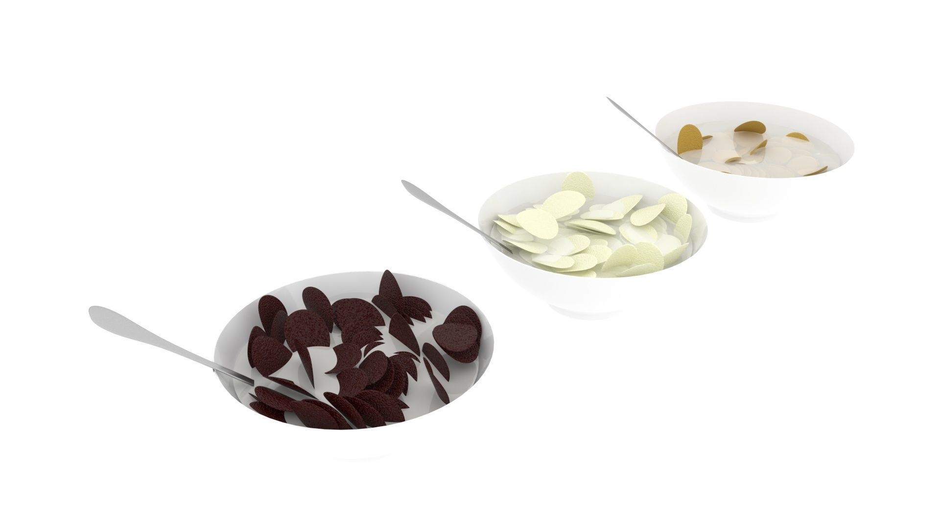 Bowl of Bent Oval Cereals Set 3D model | CGTrader