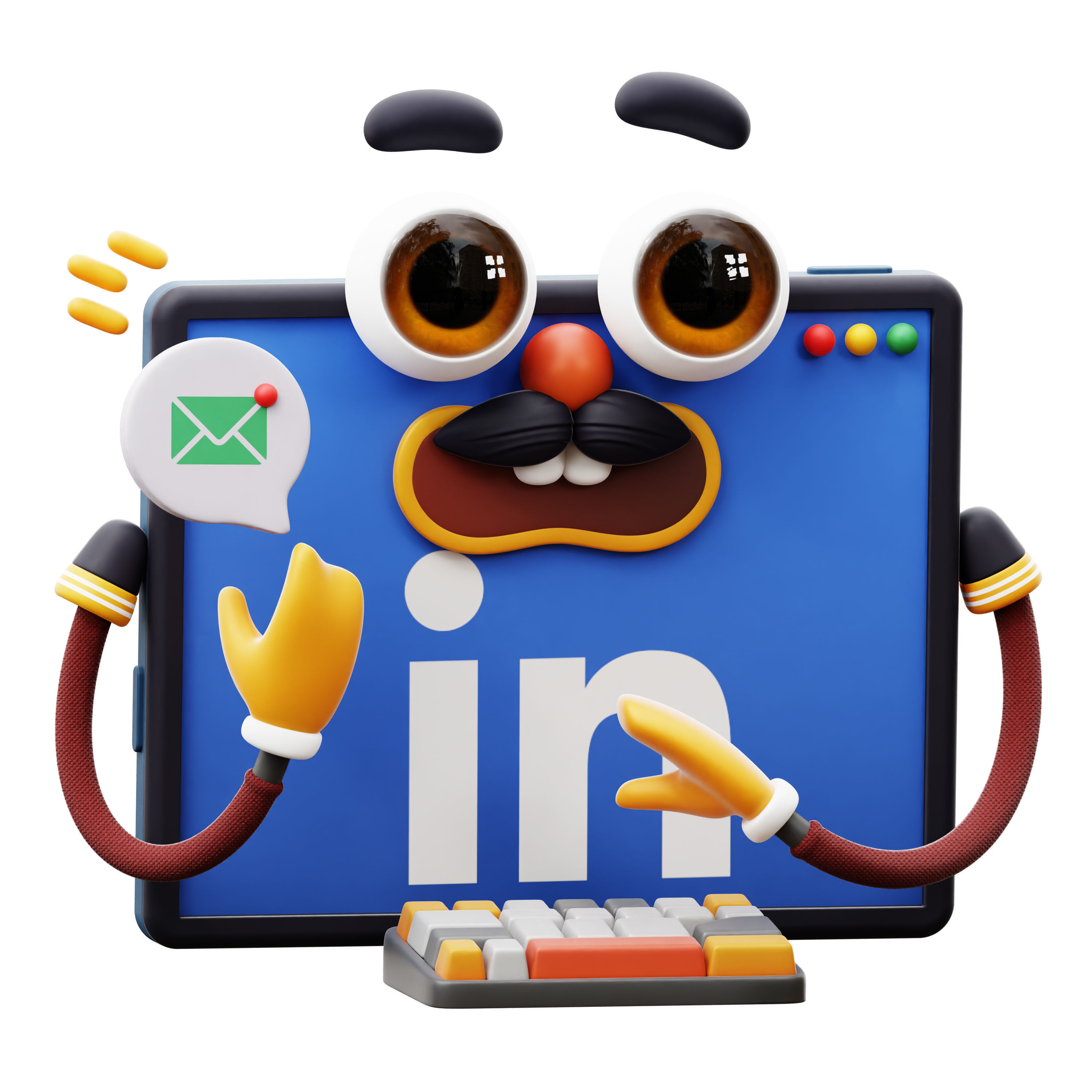 3D model Linkedin Sticker Mascot 3D Icon VR / AR / low-poly | CGTrader