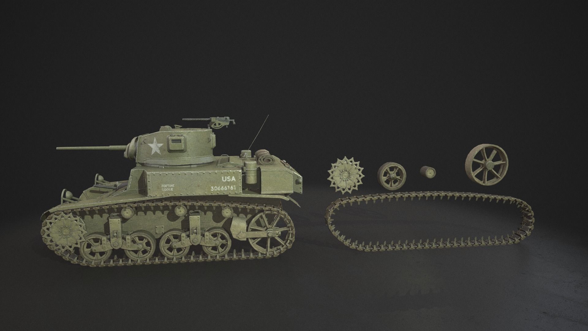 3D model M3 Stuart Light US Tank VR / AR / low-poly | CGTrader