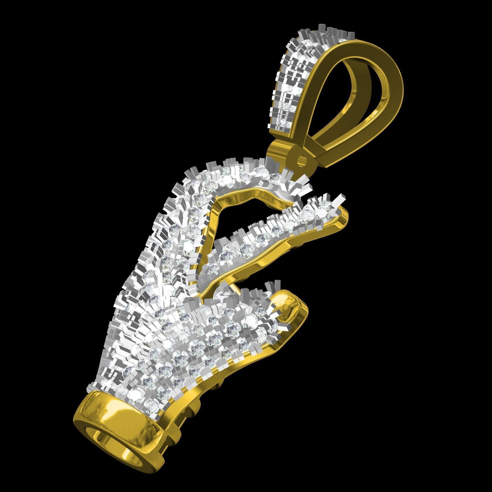 East Side Hand Throwing Signs Diamond Hip Hop Pendant 3D model 3D ...