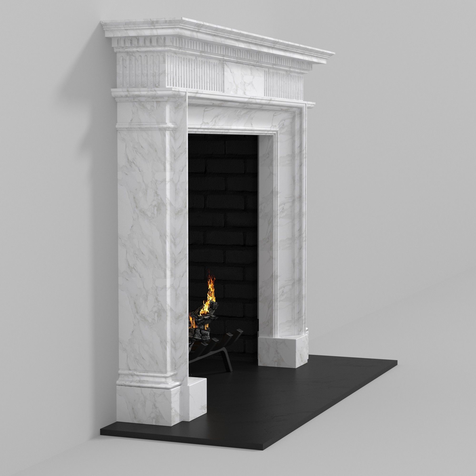 Custom made white marble classic fireplace mantel 3D model | CGTrader
