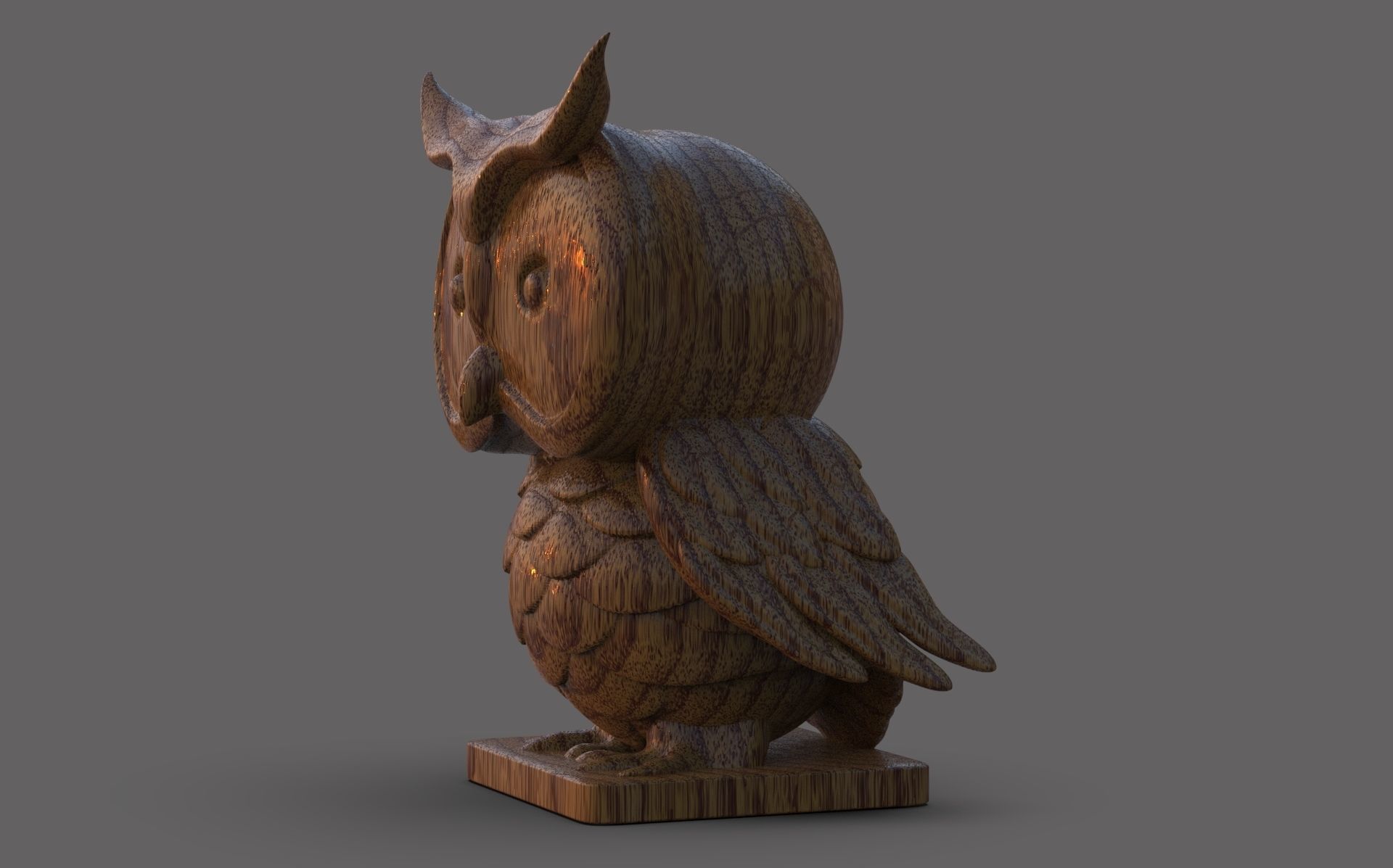 Wood Owl 3D model 3D printable | CGTrader