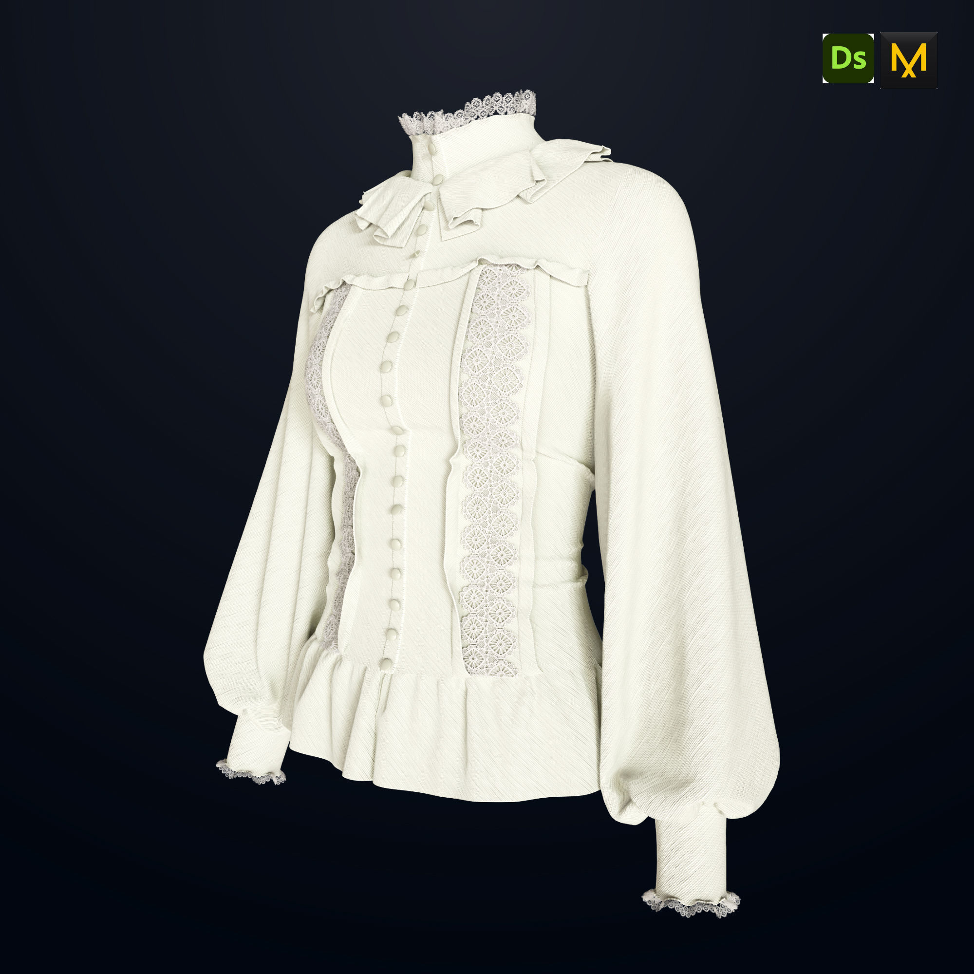 Retro Blouse Marvelous Designer 3D model | CGTrader