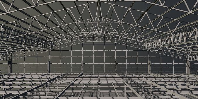 Warehouse in structure frame 3D model | CGTrader