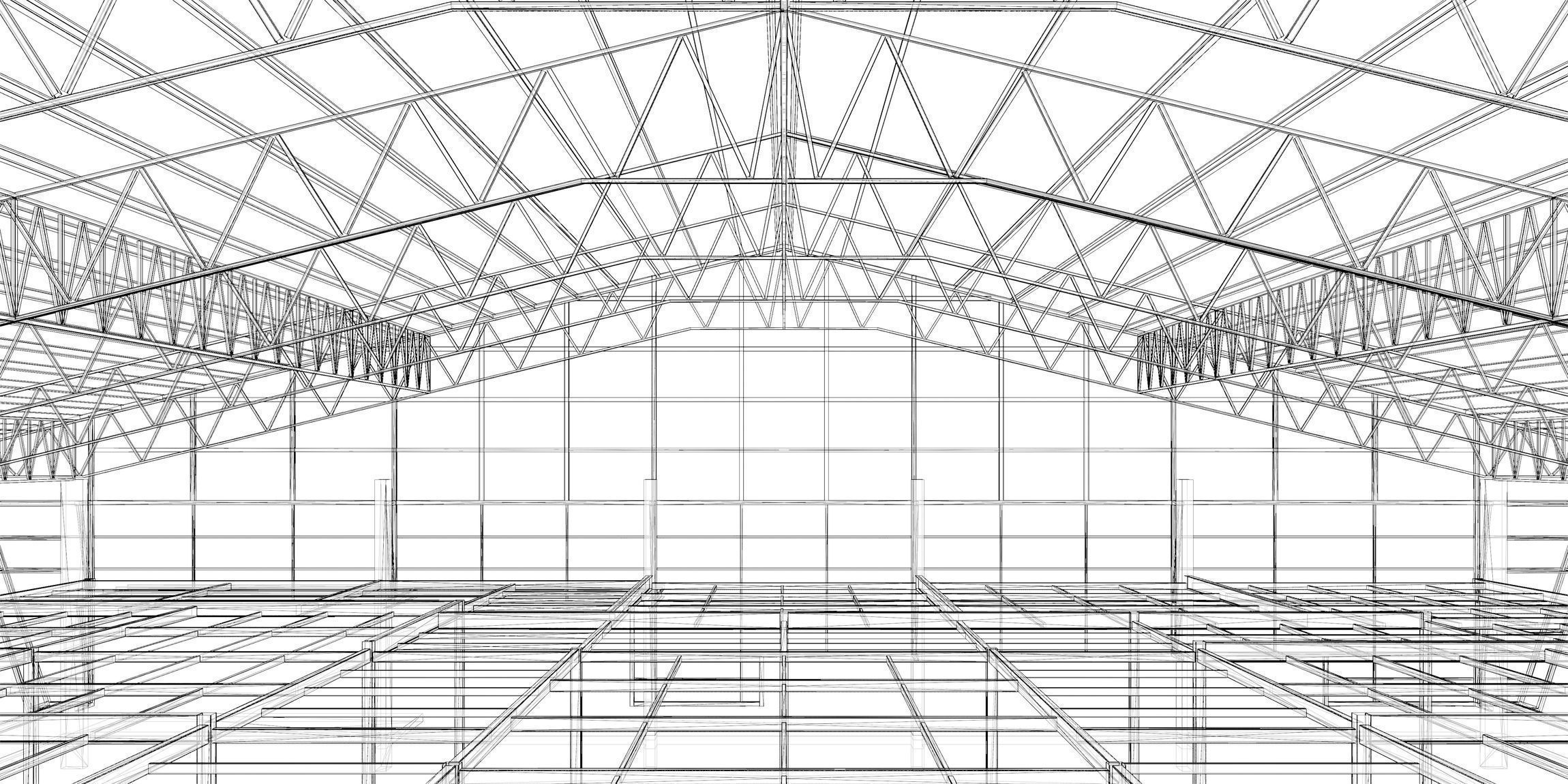 Warehouse in structure frame 3D model | CGTrader