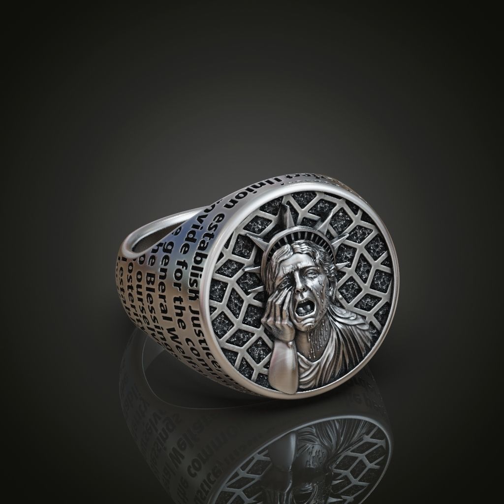 Ring Statue of Liberty crying usa constitution 3D model 3D printable ...