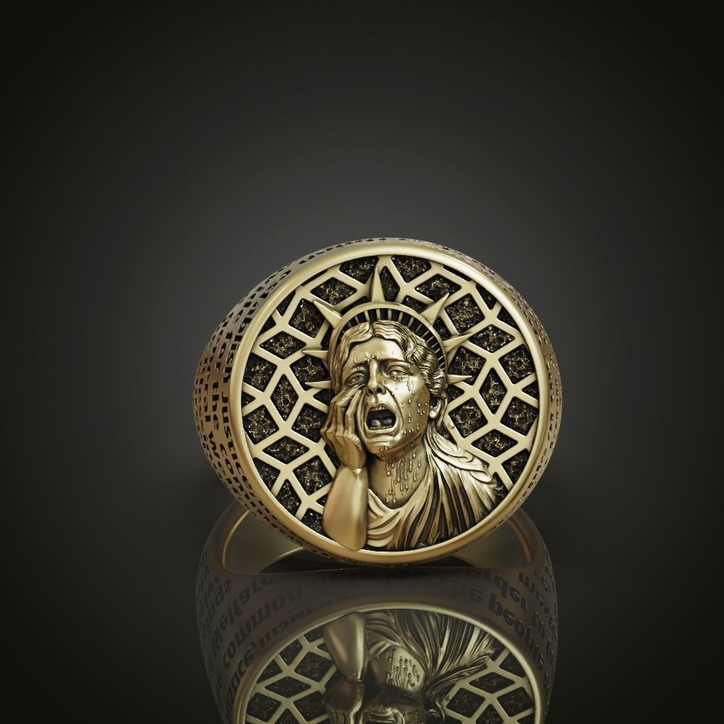 Ring Statue of Liberty crying usa constitution 3D model 3D printable ...