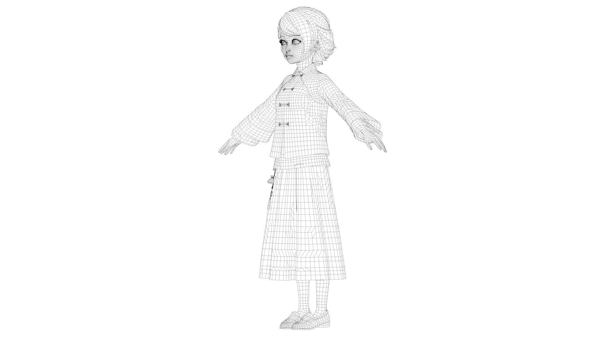 cartoon girl in Tang suit 3D model | CGTrader