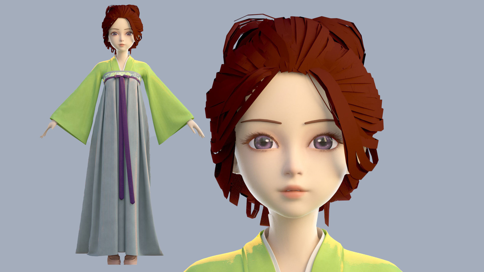 Cartoon girl in Hanfu 3D model | CGTrader