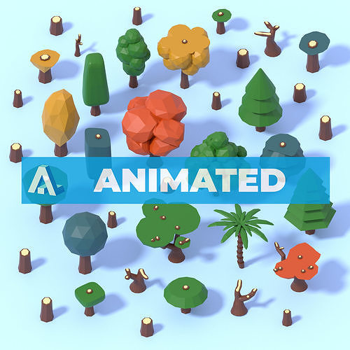 3D model Animated Timber Pack 15 Stylized Low-Poly Trees VR / AR / low ...