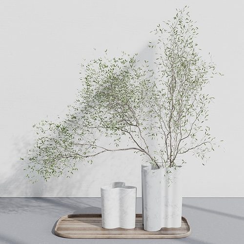 3D model Tree branch in a concrete vase set 390 indoor plant VR / AR ...