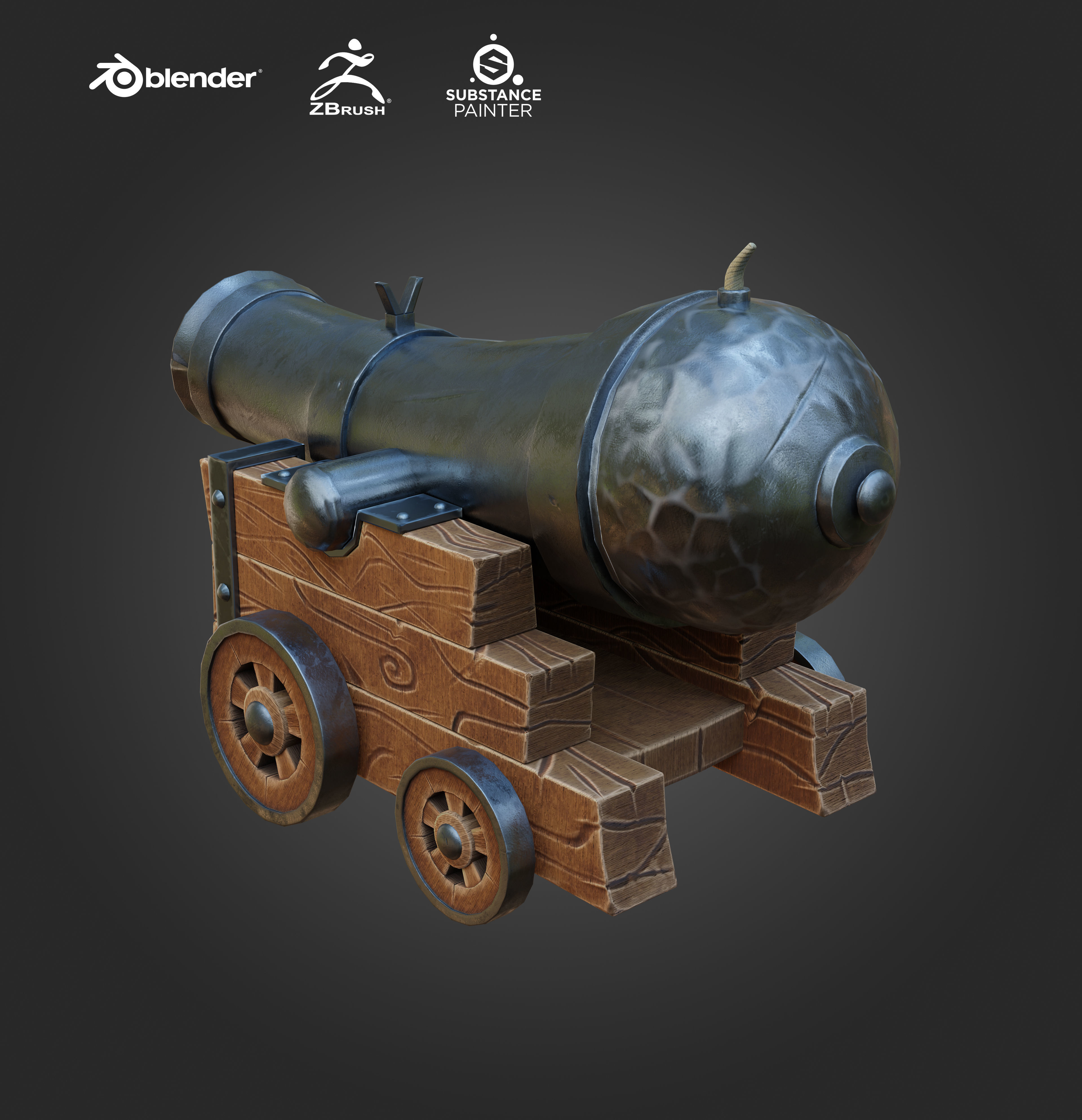 3D model Stylized cannon Game Ready VR / AR / low-poly | CGTrader