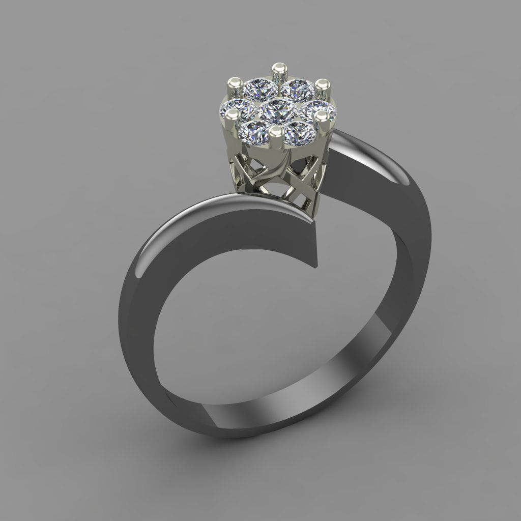 Diamond Invisible Halo Engagement Ring 3D Print Model 3D model 3D ...