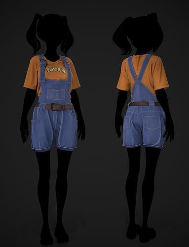 Denim Overalls Dress 3D model | CGTrader