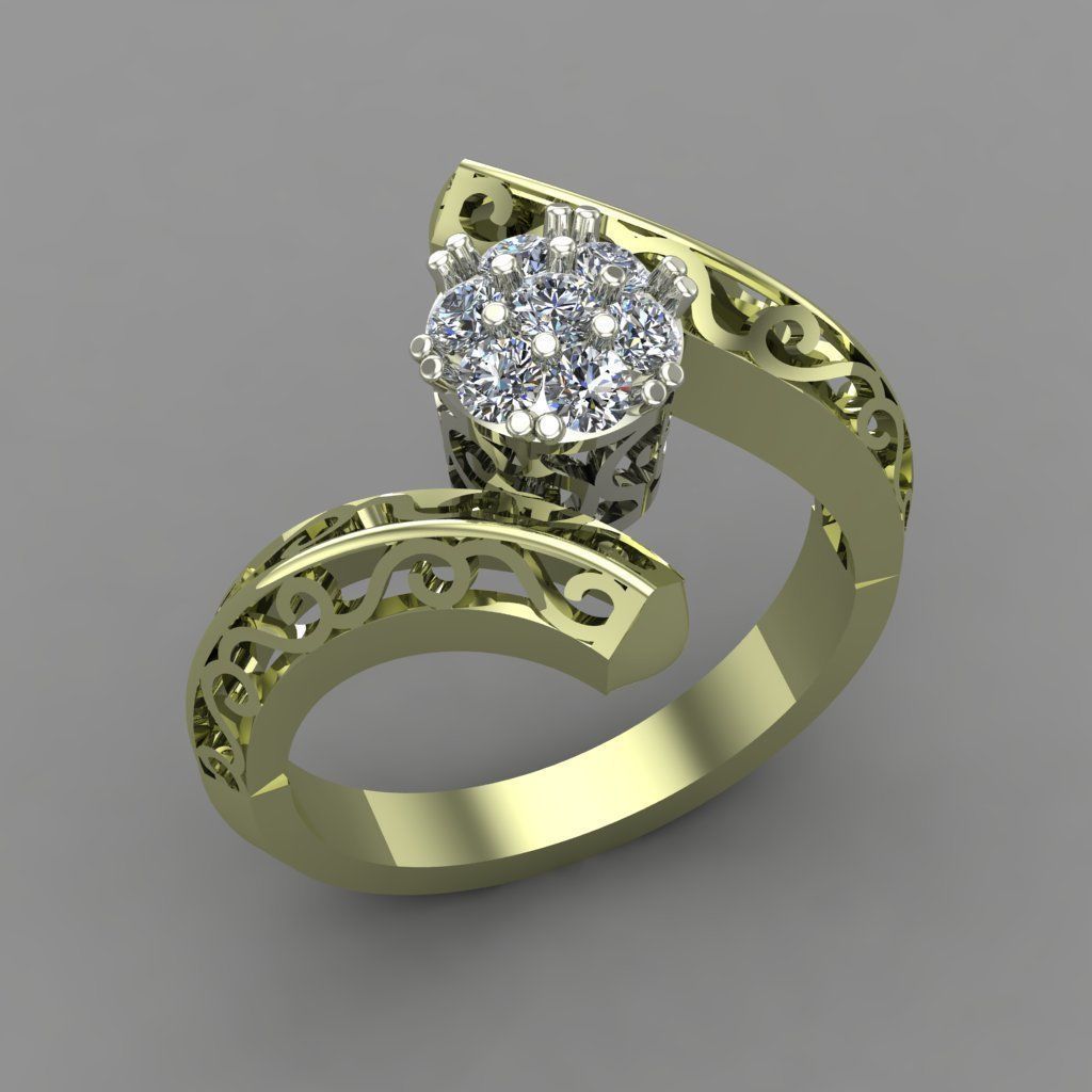 Diamond Engagement Ring jali 3D Print Model 3D model 3D printable ...