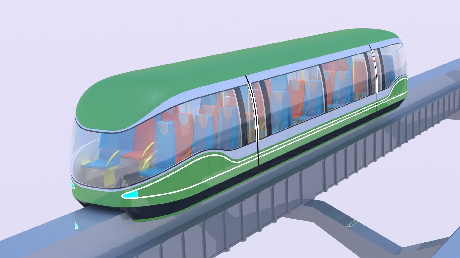 Future monorail train 2023 II 3D model | CGTrader