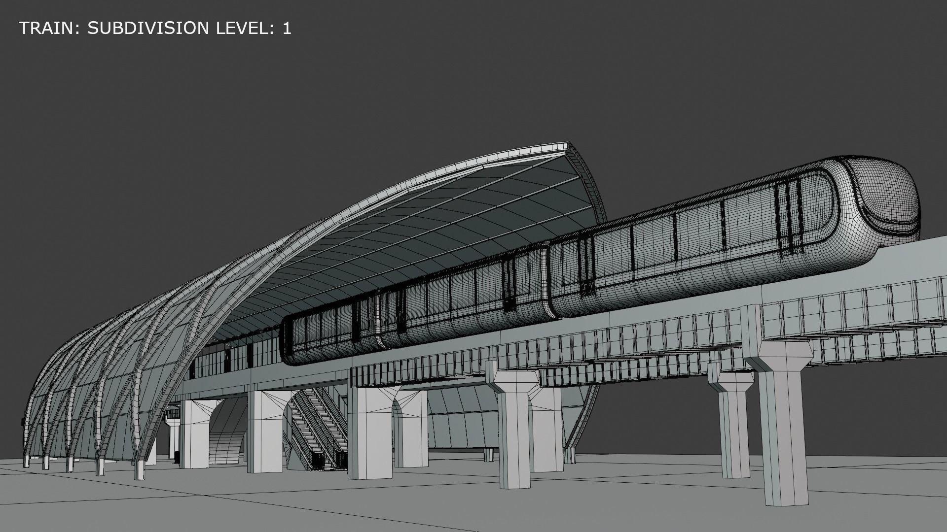 Monorail station with train 2023 II 3D model | CGTrader