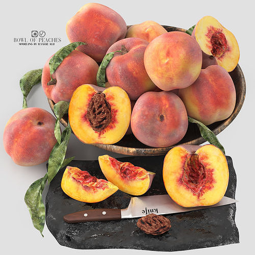 bowl of peaches fruit 3D model | CGTrader