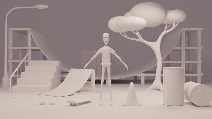 Skater Assets Stylized - Blender 3D model | CGTrader