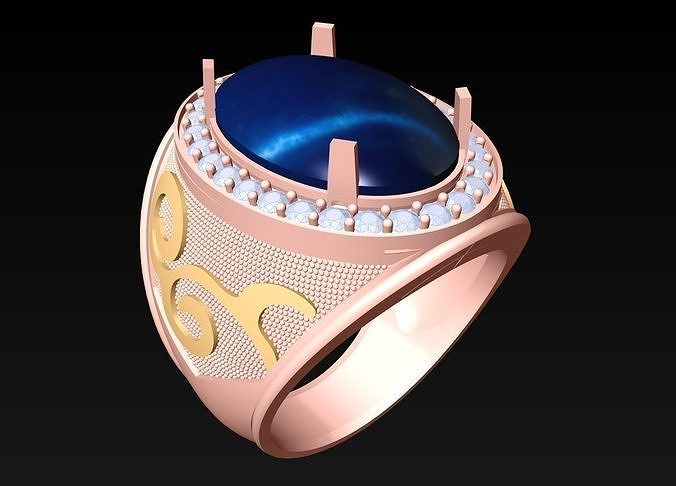 Oval stone ring - Mens Rings - N5278 3D model 3D printable | CGTrader