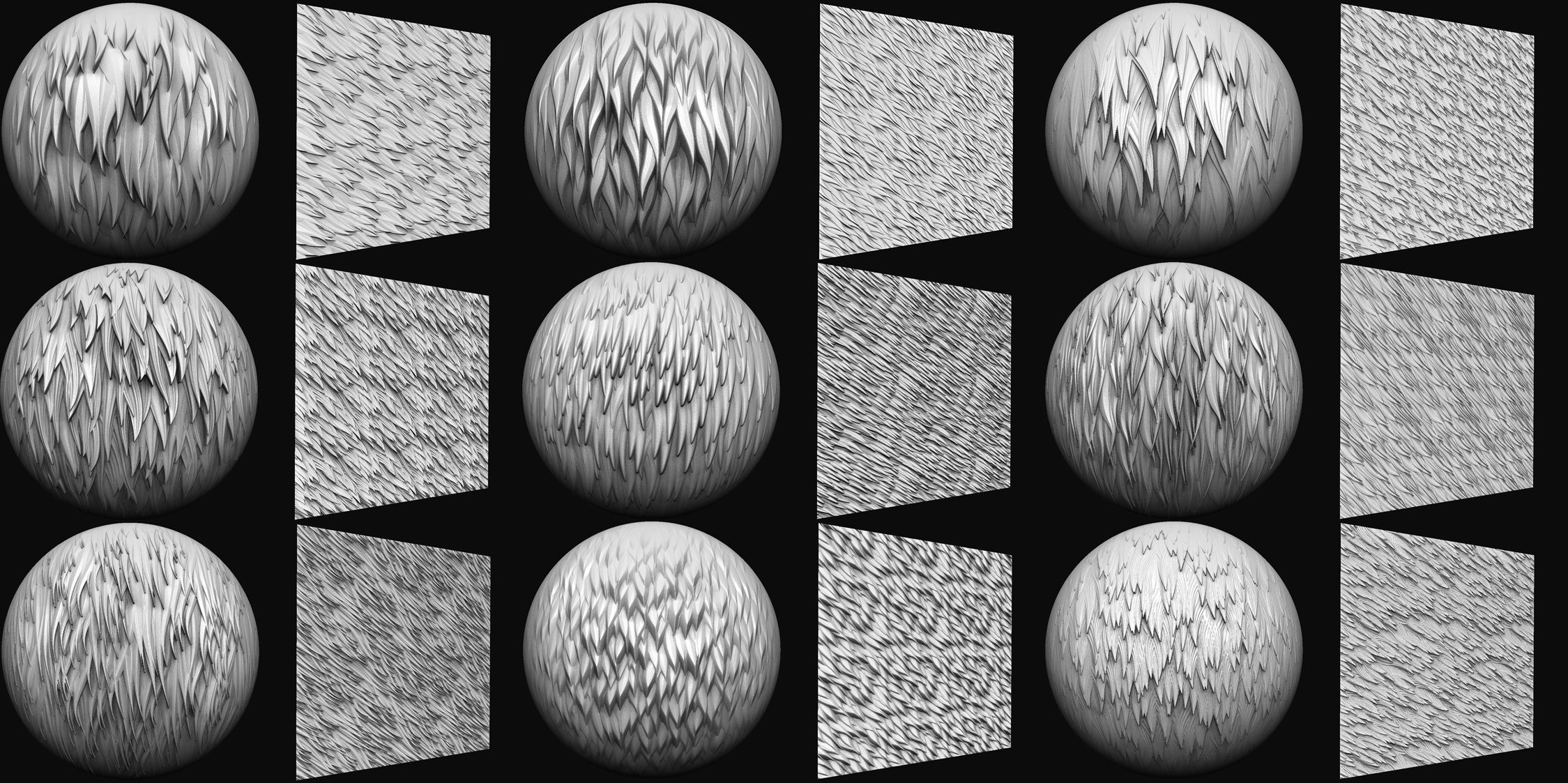 3D model 30 Stylized Fur Texture Brushes and Noise Pack VR / AR / low ...