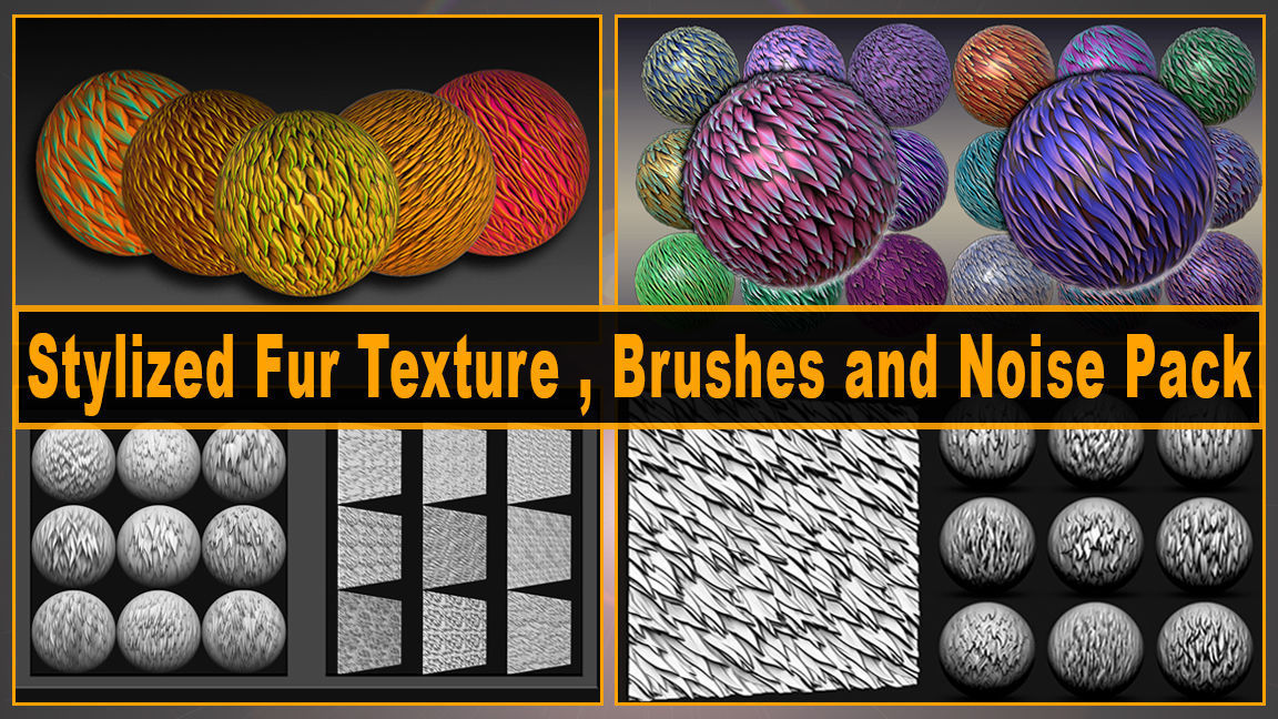 3D model 30 Stylized Fur Texture Brushes and Noise Pack VR / AR / low ...