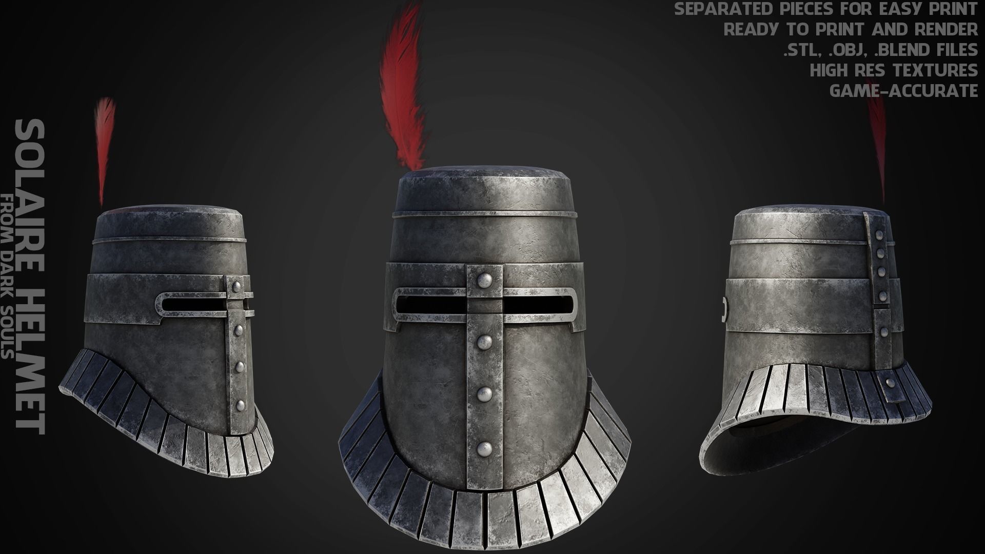 Dark Souls Solaire of Astora Helmet for Cosplay 3D model 3D printable ...