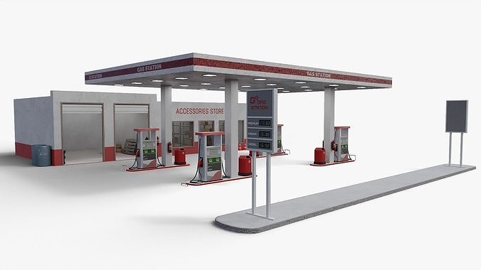 3D model Gas Station 2 VR / AR / low-poly | CGTrader