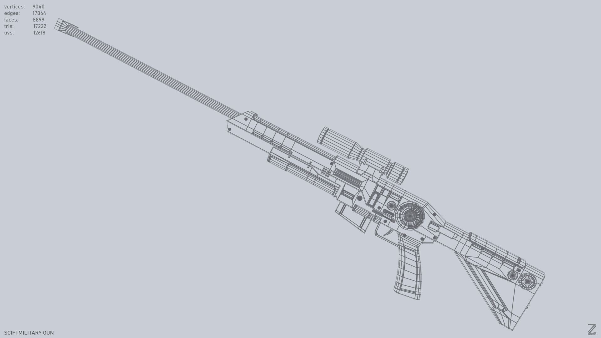 3D model Scifi military gun VR / AR / low-poly | CGTrader