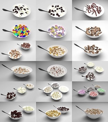 Bowl of Cereals Collection 3D model | CGTrader