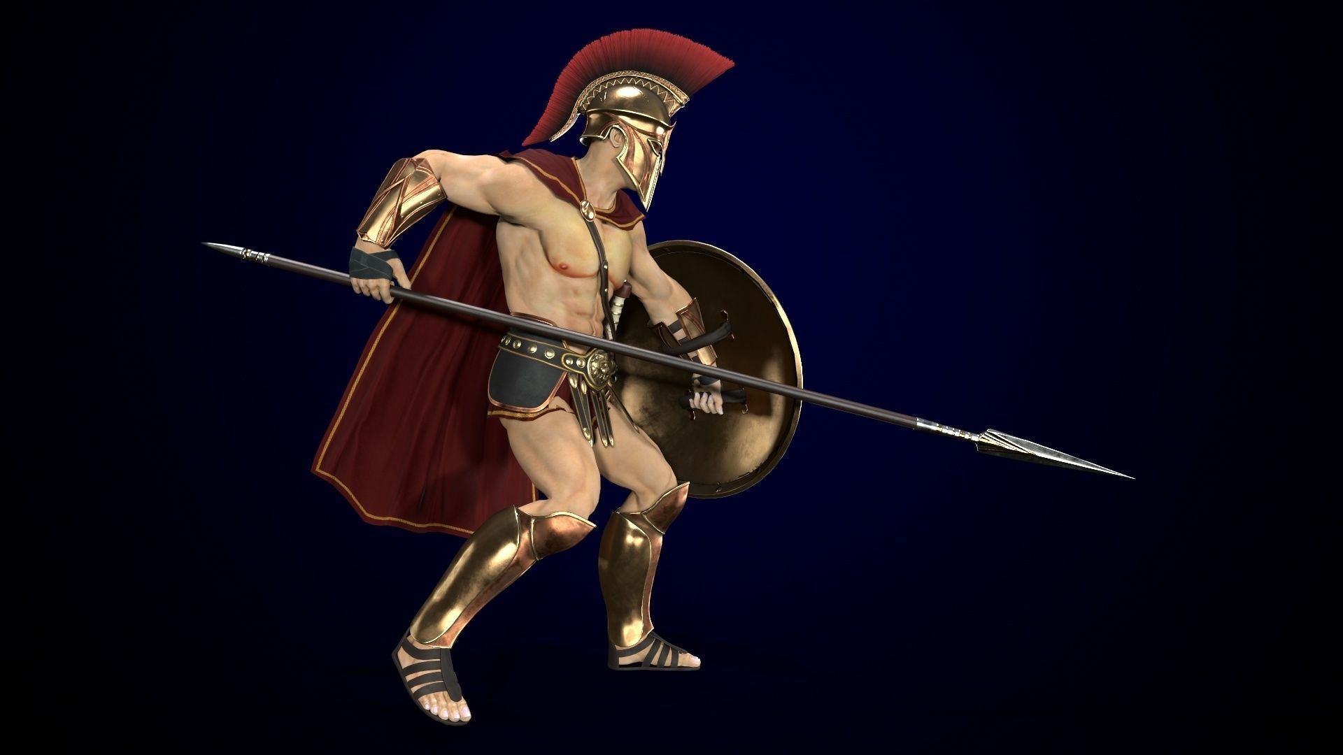 3D model Low-poly model of the character Spartan VR / AR / low-poly ...