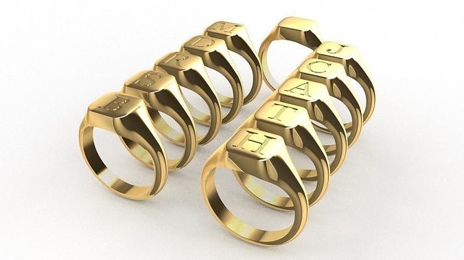 signet ring collection total 11 3D model 3D printable | CGTrader