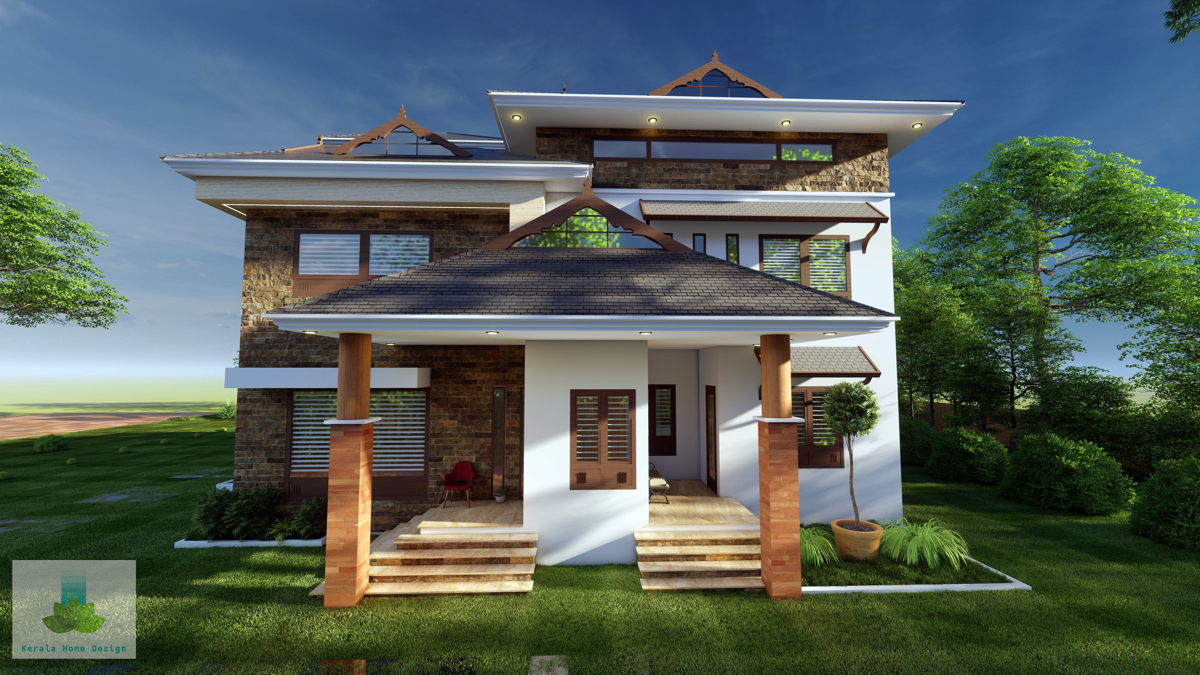 modern traditional house design 3D model | CGTrader