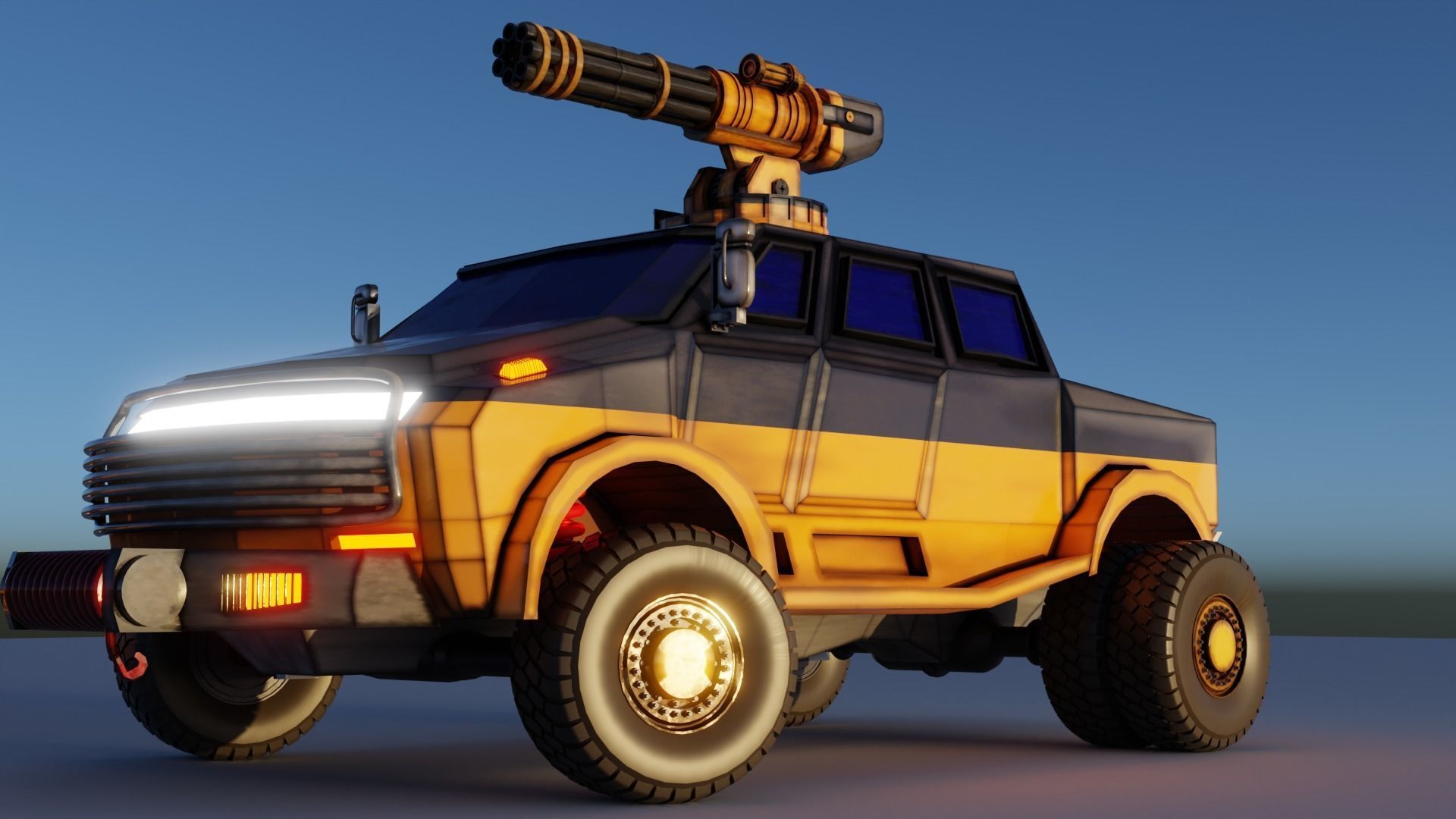 3D model BELLIK 99 Military vehicle With Minigun Turrent VR / AR / low ...