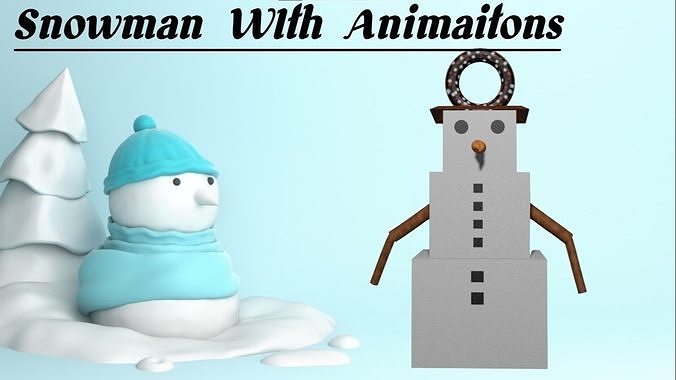 Snowman with Animations 3D model animated rigged | CGTrader