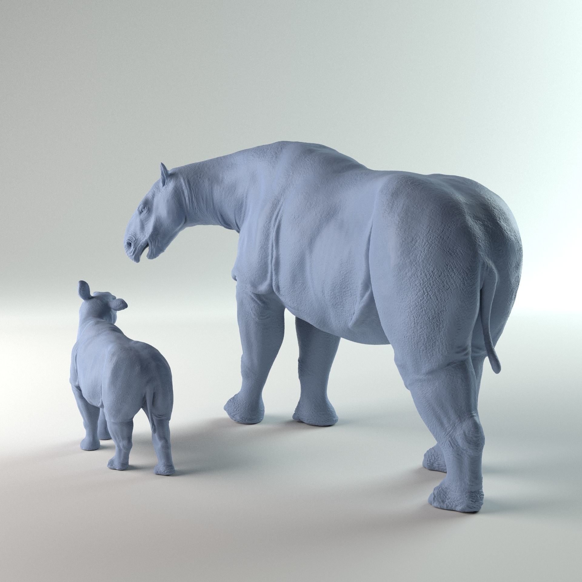 Paraceratherium mother and calf 1-35 scale 3D model 3D printable | CGTrader