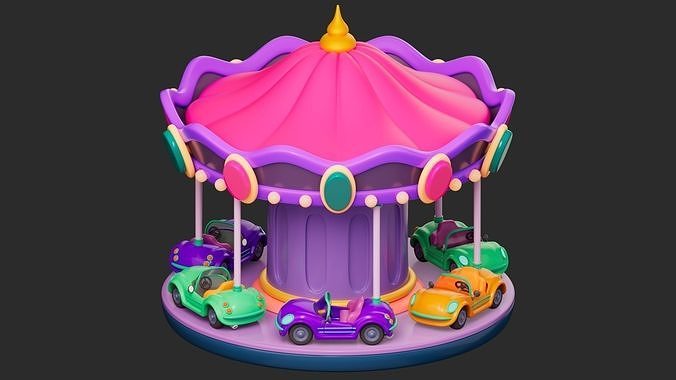 Cartoon Carousel 3D model | CGTrader