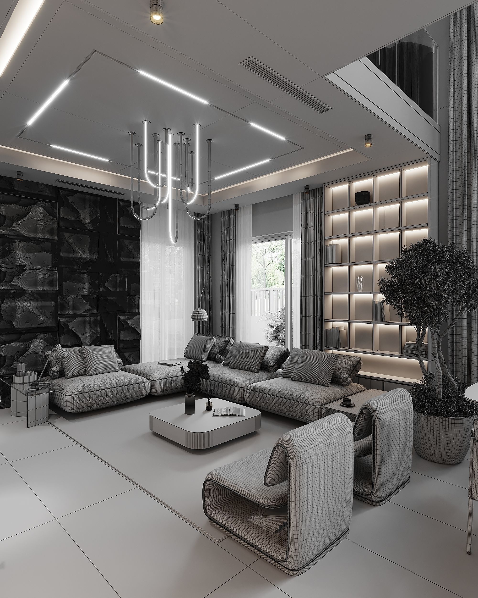 Corona Render Interior Scene Modern Villa Type A 3D model 3D model ...