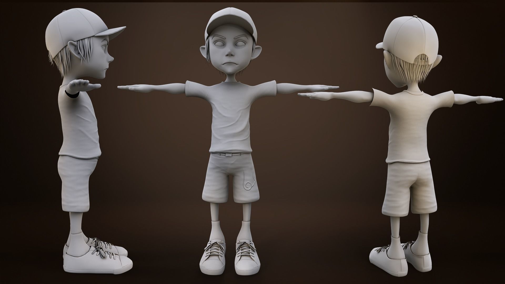 3D model Cartoon Boy Character Rigging Facial expressions low-poly VR ...