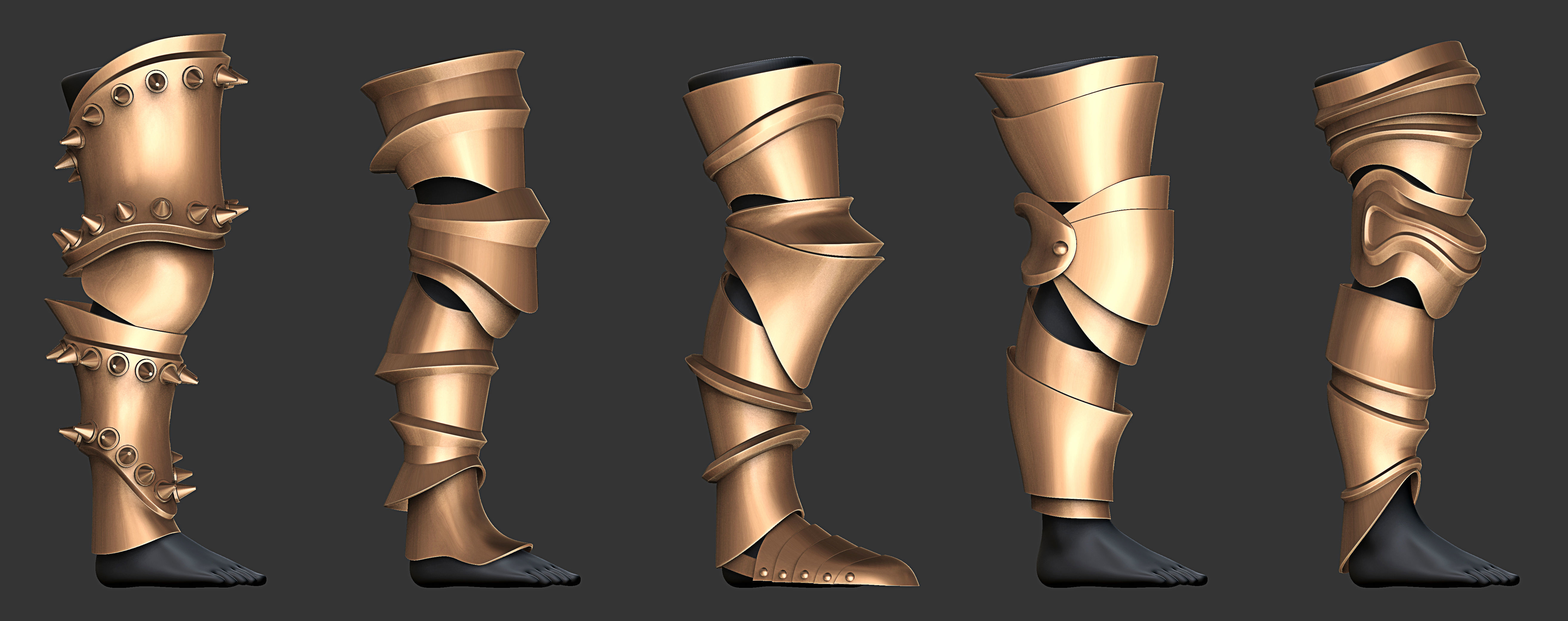 3D model Leg Armor Highpoly and Lowpoly With UVs Vol 2 VR / AR / low ...