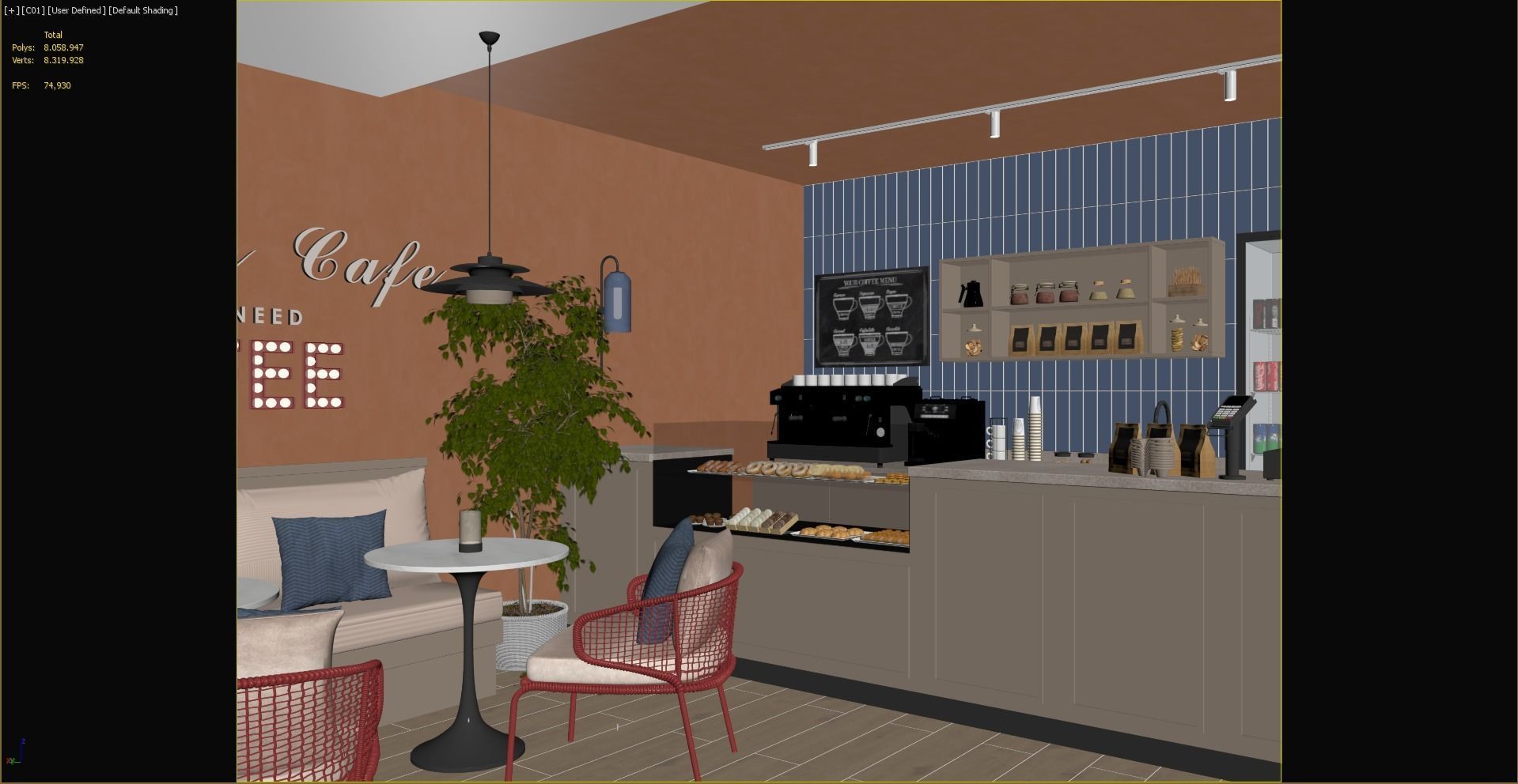 Cafe restaurant interior design 3D model | CGTrader