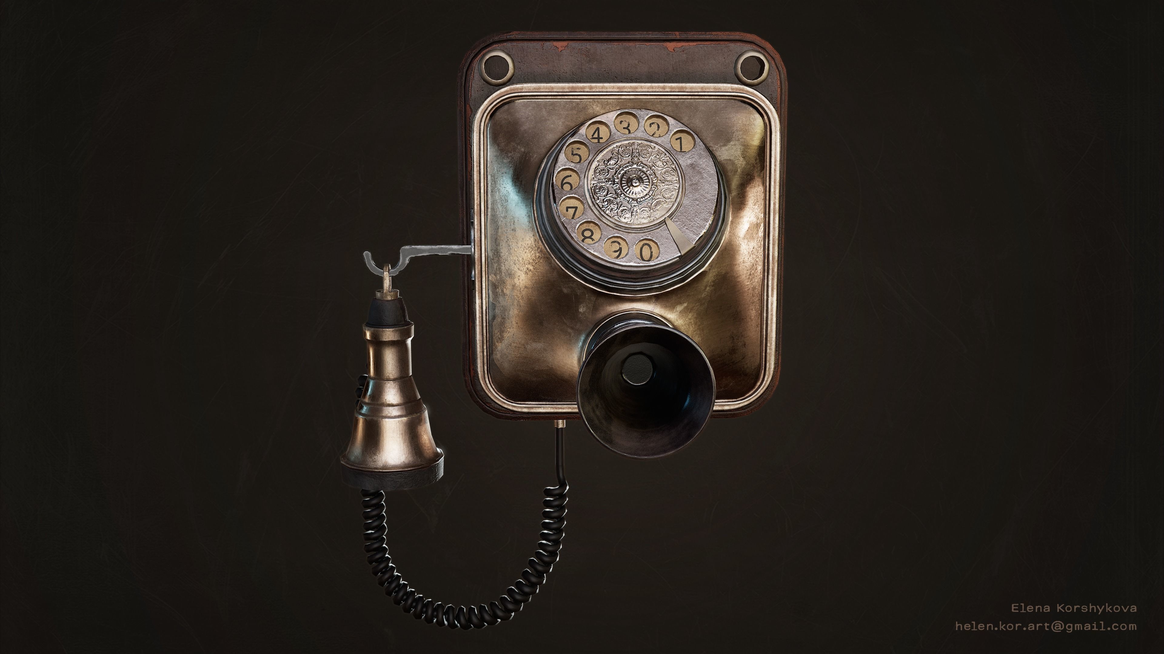 3D model Antique Telephone 19 century Low-poly VR / AR / low-poly ...