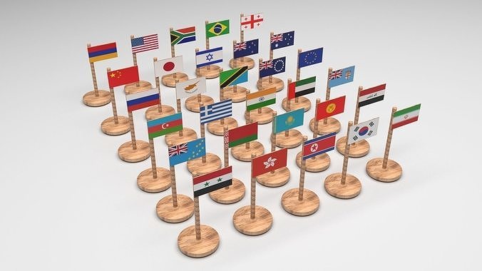 Wooden Flag Toys Set 3D model | CGTrader