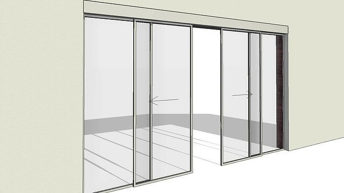 Wall Based Automatic Double Sliding Door 3D model | CGTrader