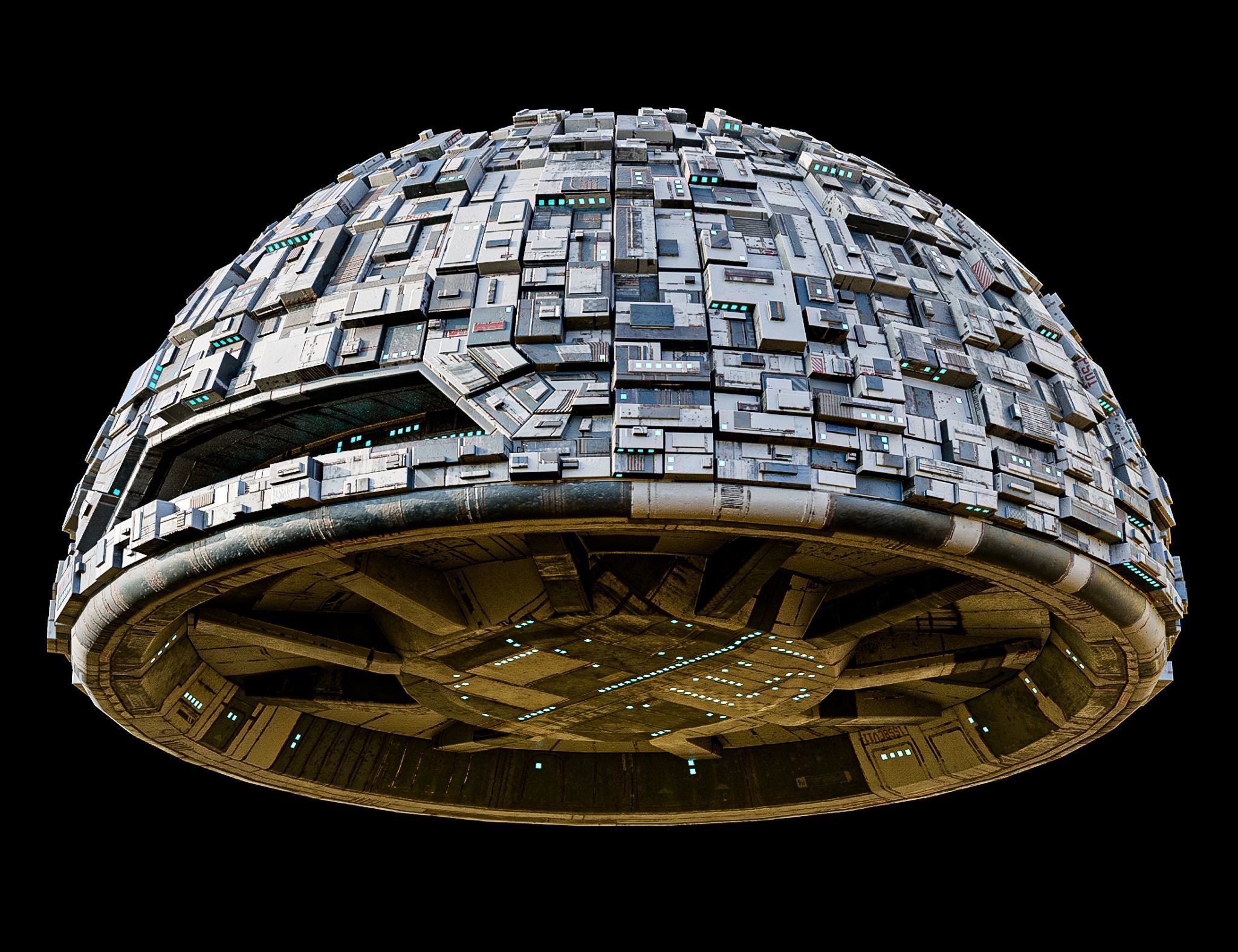 3D model Sci-Fi Base SemiSphere Sphere Hemisphere Lowpoly VR / AR / low ...